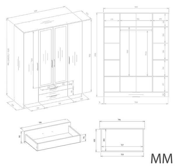 Aldabra Romana 160 gardróbszekrény, kasmír | FAVI.hu