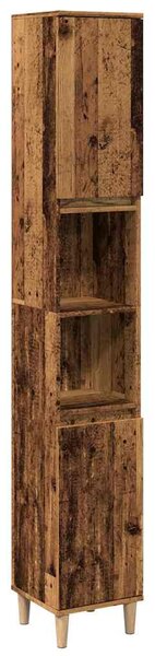 Antik fa színű szerelt fa fürdőszobaszekrény 30 x 30 x 190 cm | FAVI.hu