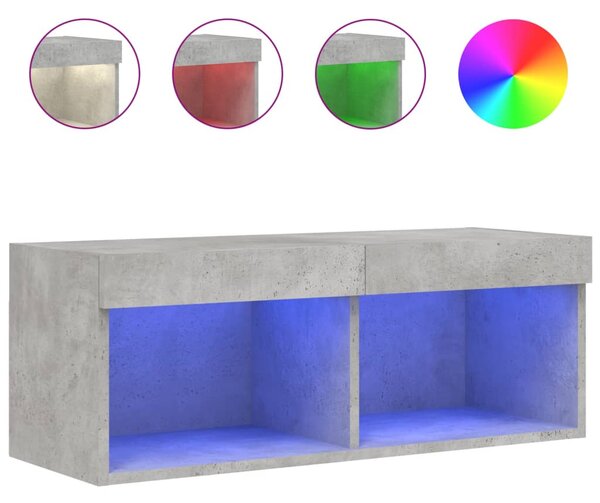 Betonszürke TV-szekrény LED-világítással 80 x 30 x 30 cm | FAVI.hu