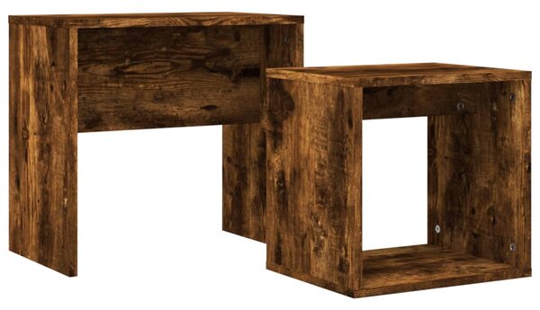 2 db rakásolható füstös tölgy színű szerelt fa dohányzóasztal | FAVI.hu