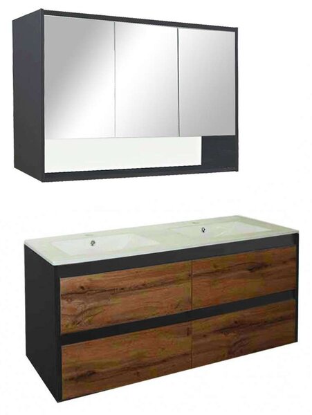 Porto 120 komplett fürdőszoba bútor antracit-country tölgy színben ...