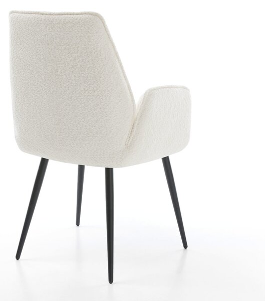 DELIFE Étkezőszék Zoa-Flex bouclé fehér 4 lábú kúpos fekete zsákrugós ...