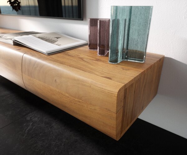 DELIFE TV szekrény New Live-Edge 240 cm akác természetes 4 ajtós 1 ...