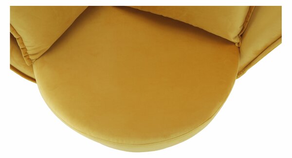 KONDELA Fotel Art Deco stílusban, mustárszínű Velvet anyag/tölgy, ROUND ...