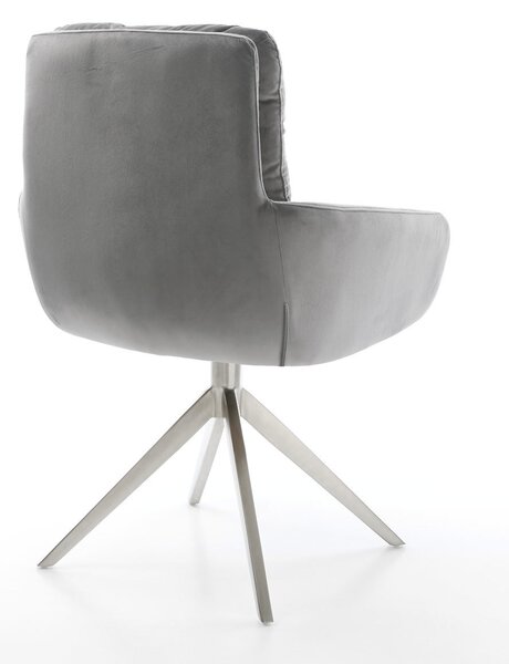 DELIFE Étkezőszék Abelia-Flex karfás bársony szürke széles kereszt láb ...