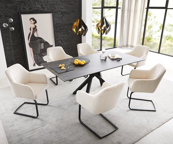 DELIFE Étkezőszék Greg-Flex mikroszálas bézs étkezőszék lapos fekete ...