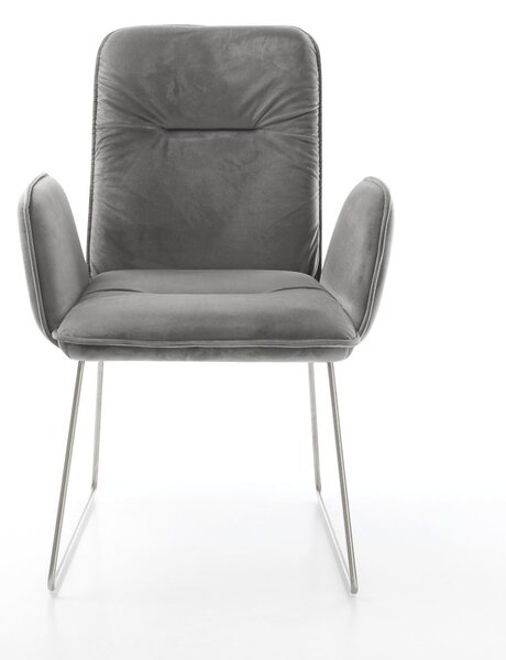 DELIFE Étkezőszék Vinja-Flex bársony szürke vékony lábazat rozsdamentes ...