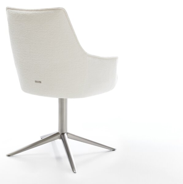 DELIFE Étkezőszék Alja-Flex karfás bouclé puha bézs rozsdamentes acél ...