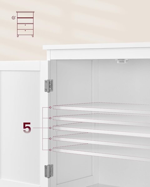 Tároló szekrény 2 ajtóval és 2 fiókkal állítható polccal,30 x 60 x 110 ...