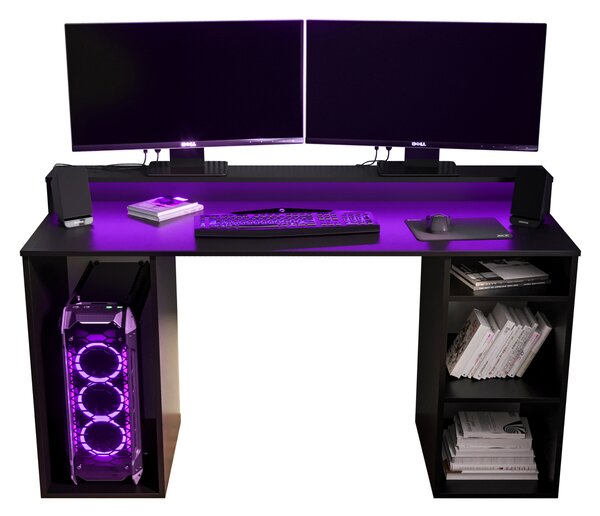 Z0ND0 Sarok Gamer PC asztal Garrick 1 (fekete) (LED RGB világítással ...