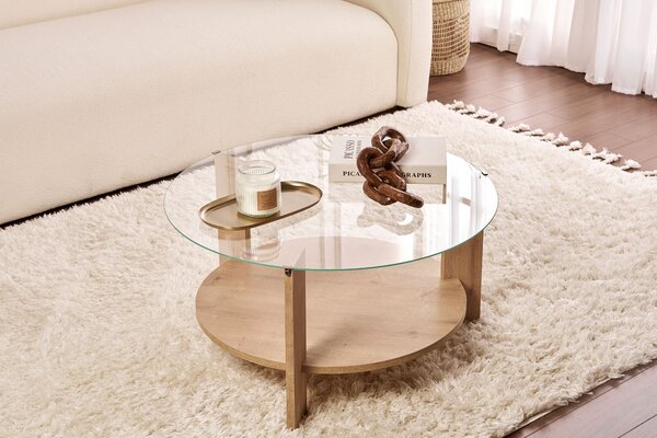 Dohányzóasztal Clara - Sapphire Oak, Transparent | FAVI.hu