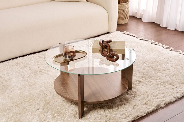 Dohányzóasztal Clara - Walnut, Transparent | FAVI.hu