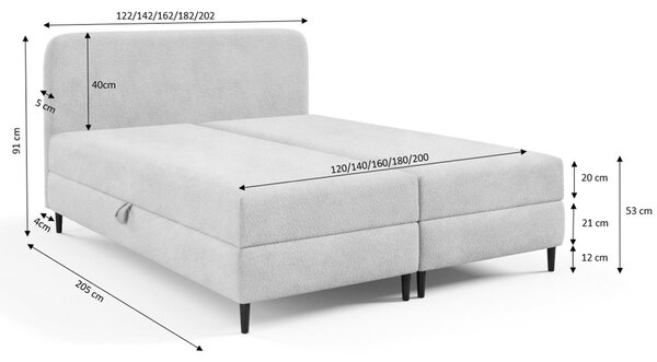 FUBU ágyneműtartós boxspiring ágy 120x200 - fekete | FAVI.hu