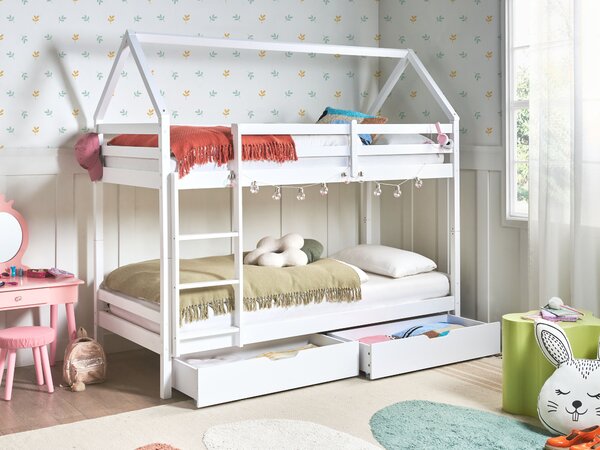 Emeletes ágy fiókokkal Ház Fenyő TERNAS 90 x 200 cm Ágyneműtartóval ...