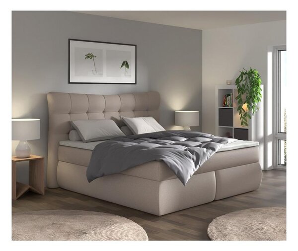 Boxspring ágy SOFIA 180x200 cm bézs matraccal és topperrel ...