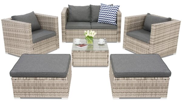 Rattan kerti bútor Roma Coffee 4 + 2 puff Garden Point szürke | FAVI.hu