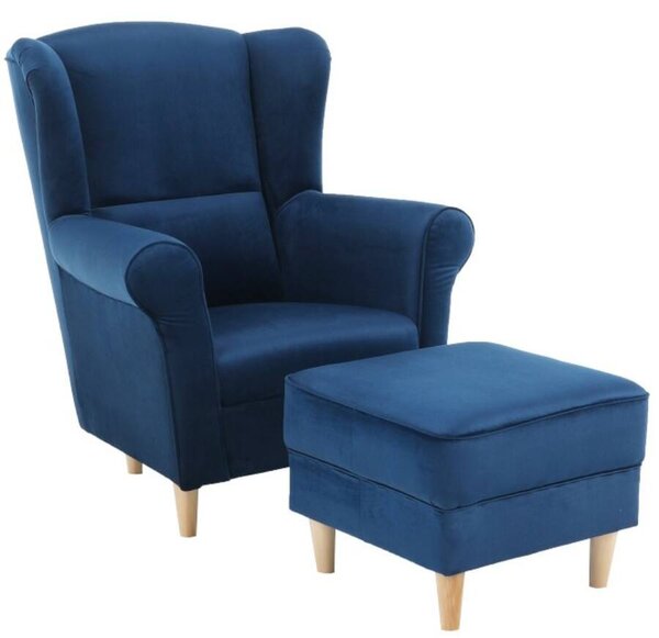 Astrid fotel puffal (Riviera kék) | FAVI.hu