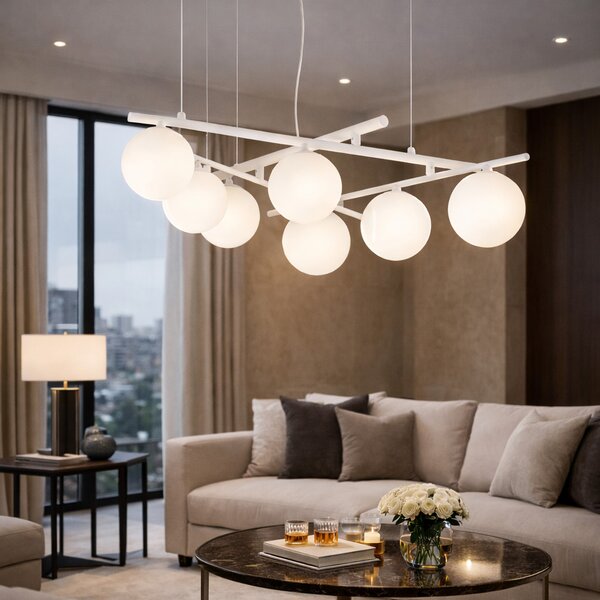 ATLAS csillár, modern, hatos, matt fehér | FAVI.hu