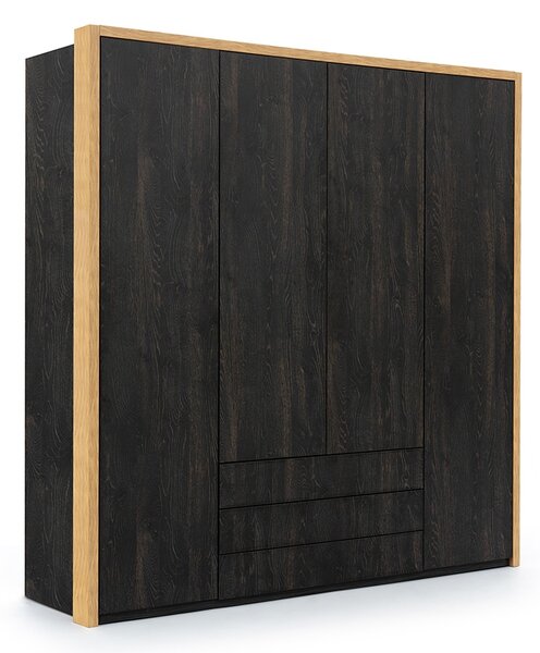 Ruhásszekrény négyajtos fiokokkal Modello 198 cm - dab hikora / flamed ...