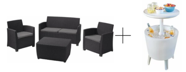 KETER ANGEL MŰRATTAN KERTI BÚTOR SZETT + AJÁNDÉK VILÁGÍTÓS COOL BAR ...