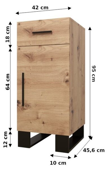 Z0ND0 Előszobabútor Amanda 1 (artisan tölgy + fekete öko-bőr). 1085865 ...