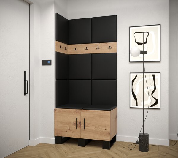 Z0ND0 Előszobabútor Amanda 11 (artisan tölgy + fekete öko-bőr). 1085955 ...