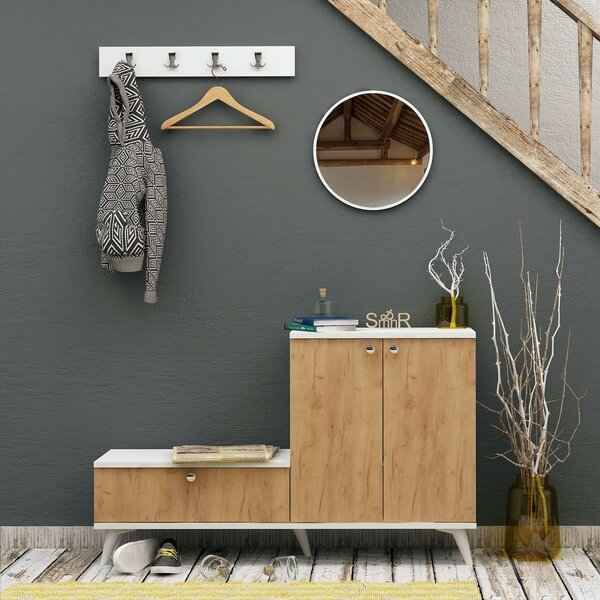 Előszoba szett Fiel Oak and White | FAVI.hu