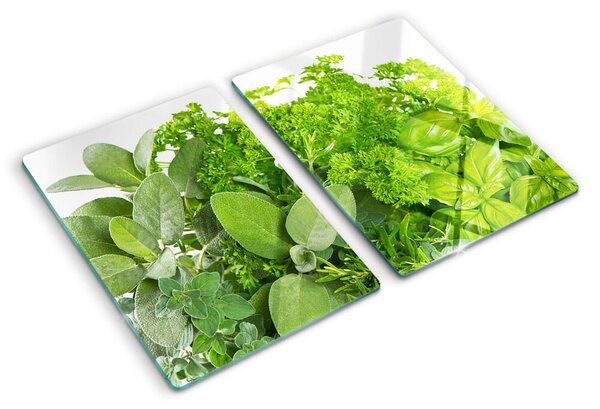 Edzett üveg vágódeszka Zöld fűszernövények és levelek | FAVI.hu
