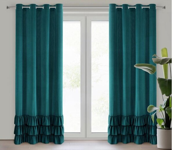 Megi fodros dekor függöny Sötét türkiz 140x250 cm | FAVI.hu