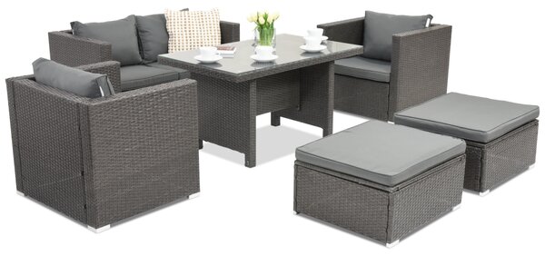 Rattan kerti bútor Roma Apetito 4 + 2 puff Garden Point antracit | FAVI.hu