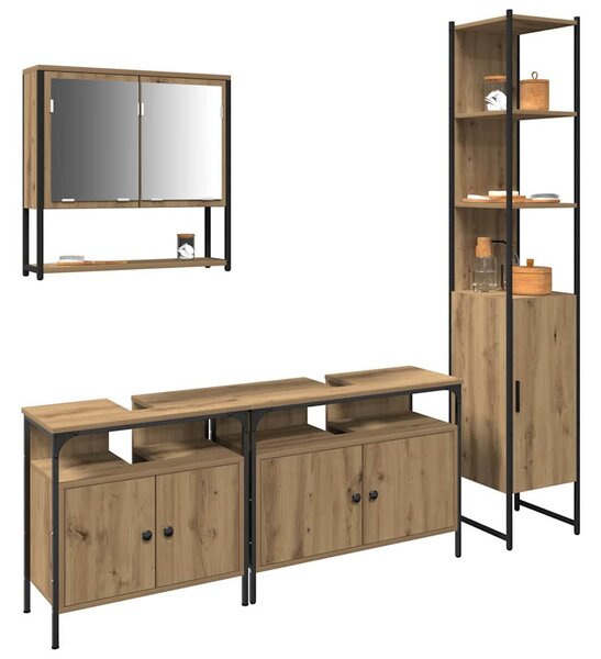 Fürdőszoba bútor szett 4 pcs kézműves tölgy 33 x 33 x 185.5 cm | FAVI.hu