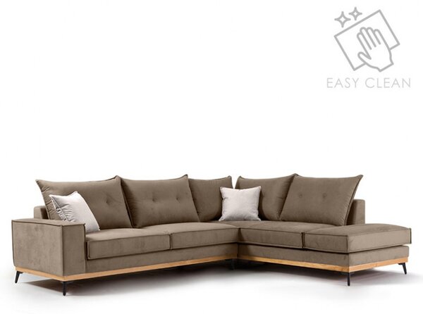 Balos sarokkanapé, Luxury II, Mokka-Krém-Fekete, 290x235x90 cm | FAVI.hu