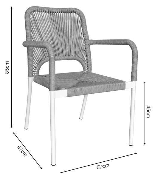 Kerti asztal és szék szett, Kliton-Norture, alumínium, fehér, 80x80x74 ...