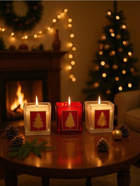 Sinsay - 3 darab gyertya Apple Cinammon - piros | FAVI.hu