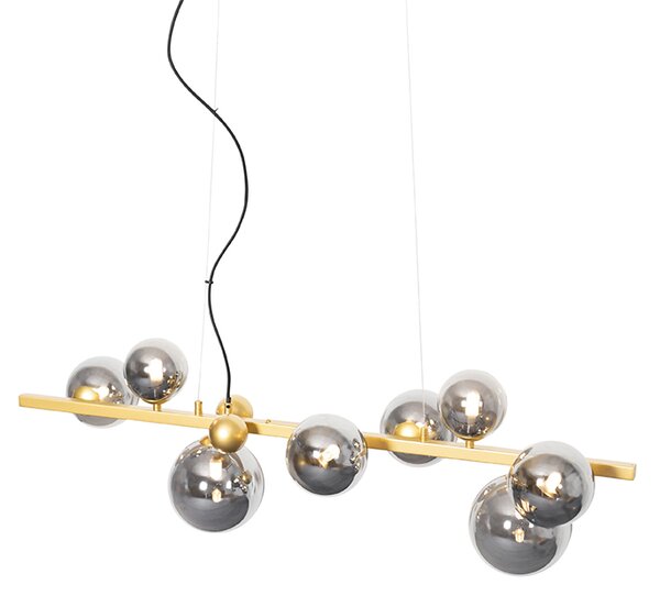 Art Deco függőlámpa arany füstüveggel 8 fényű - David | FAVI.hu