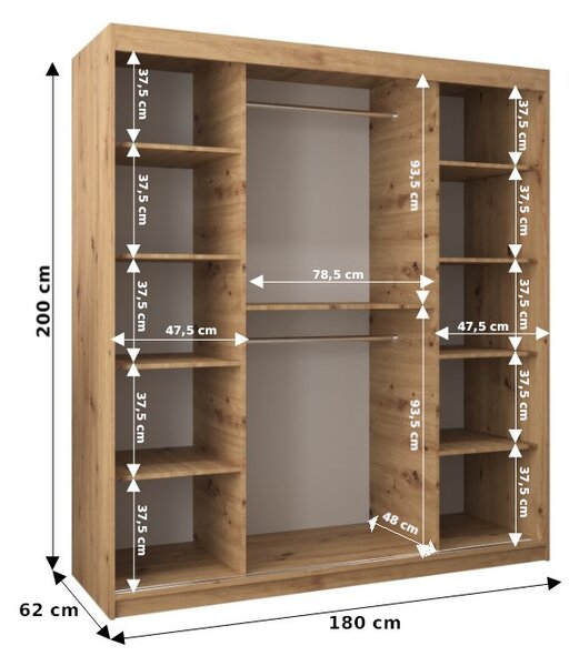 Z0ND0 Ruhásszekrény 180 cm Toki 1 (matt fekete + matt fehér). 1064919 ...