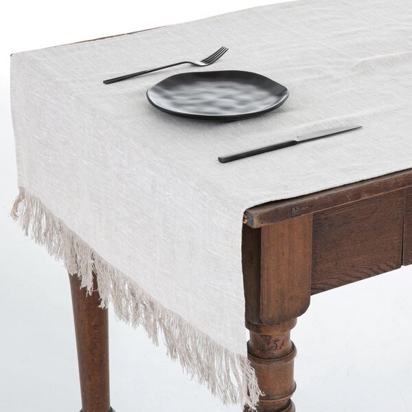Tom Linen asztali futó rojtokkal – Warsa Natural, 65x140 cm | FAVI.hu
