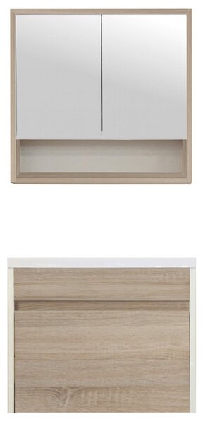 Primo 80 komplett fürdőszoba bútor tükörfényes fehér-sonoma tölgy ...